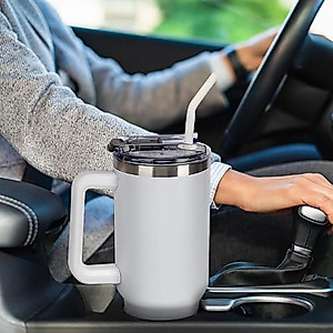 African Map with Wild Animals 40oz Water Bottle Double Wall Insulated Tumbler with Handle Leakproof Travel Mug White-style