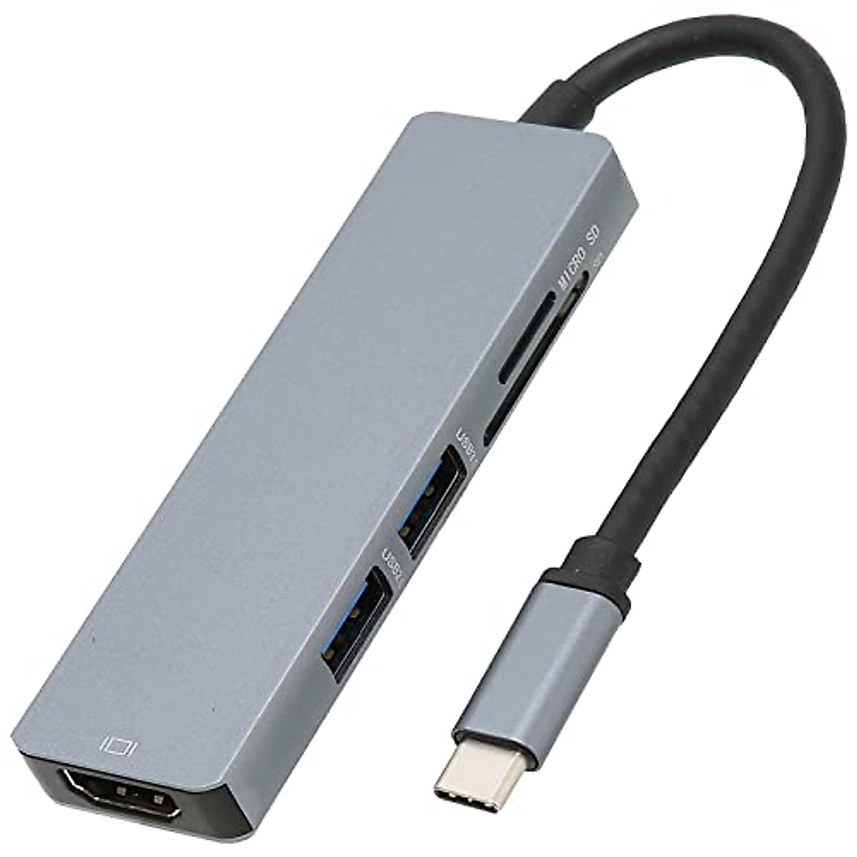 USB C Hub, 30HZ 4K HD 5 in 1 USB C Multiport Adapter 3840x2160 5Gbps Transfer Support Dual Cards PD Charging USB Docking Station for Home Office Travel