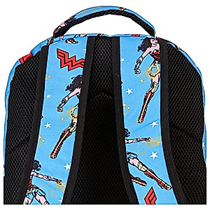 Wonder Woman Superhero Allover Backpack - Diana Prince - DC Comics Wonder Woman School Bookbag (Light Blue)