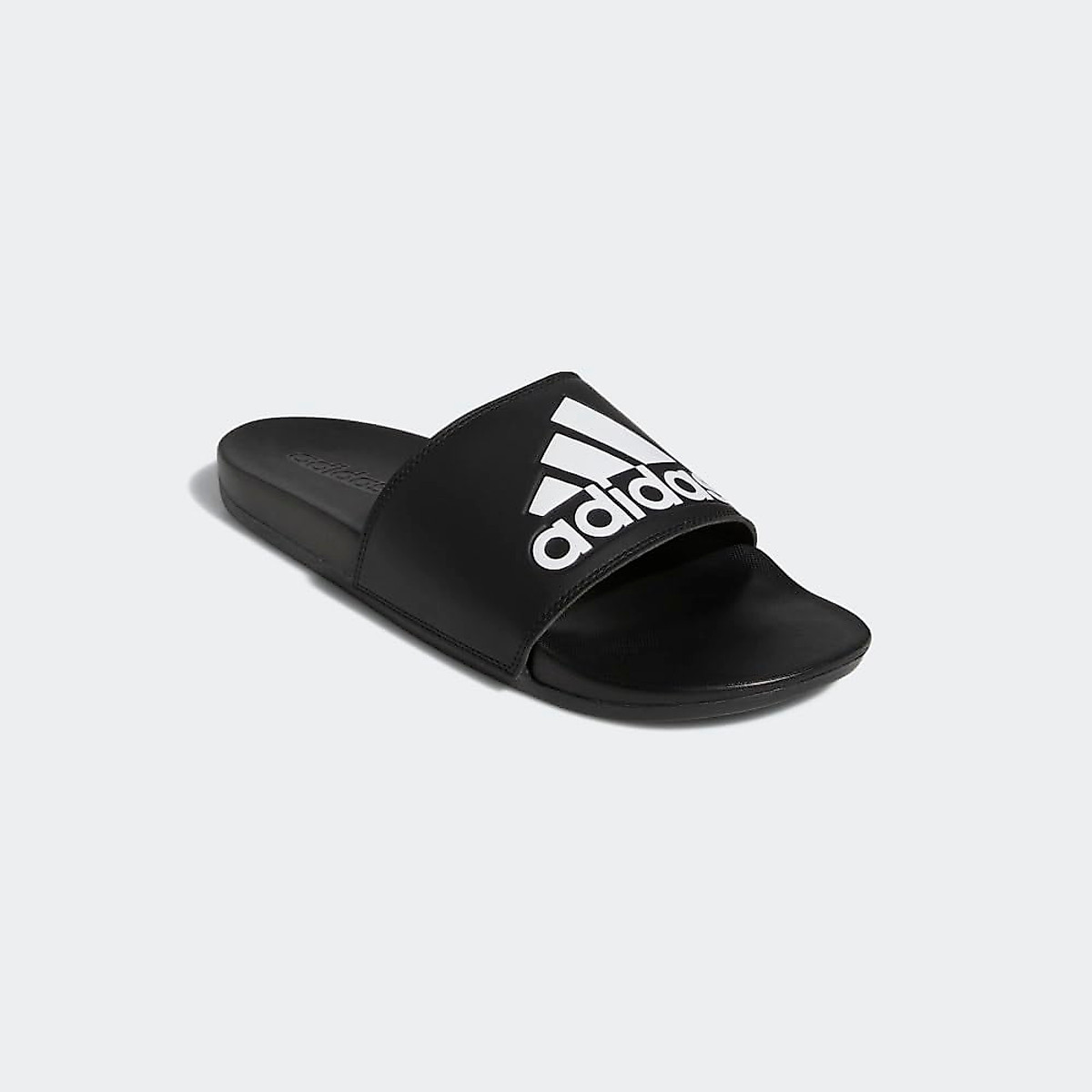 adidas Unisex Adilette Comfort Slide Sandal, Black/White/Black, 8 US Women