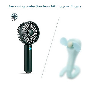 CIVPOWER Mini Handheld Fan, Portable USB Rechargeable Fan, Battery Operated Small Pocket Fan, 3 Speeds Adjustable, for Home Office Indoor Outdoor Travelling, Dark Green