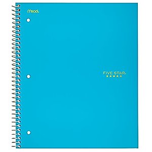 Five Star Spiral Notebook, 1 Subject, College Ruled Paper, 100 Sheets, 11" x 8-1/2", Color Selected For You, 1 Count (06044)