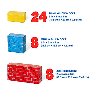 Melissa & Doug Jumbo Extra-Thick Cardboard Building Blocks - 40 Blocks in 3 Sizes, Cardboard Pretend Brick For Building