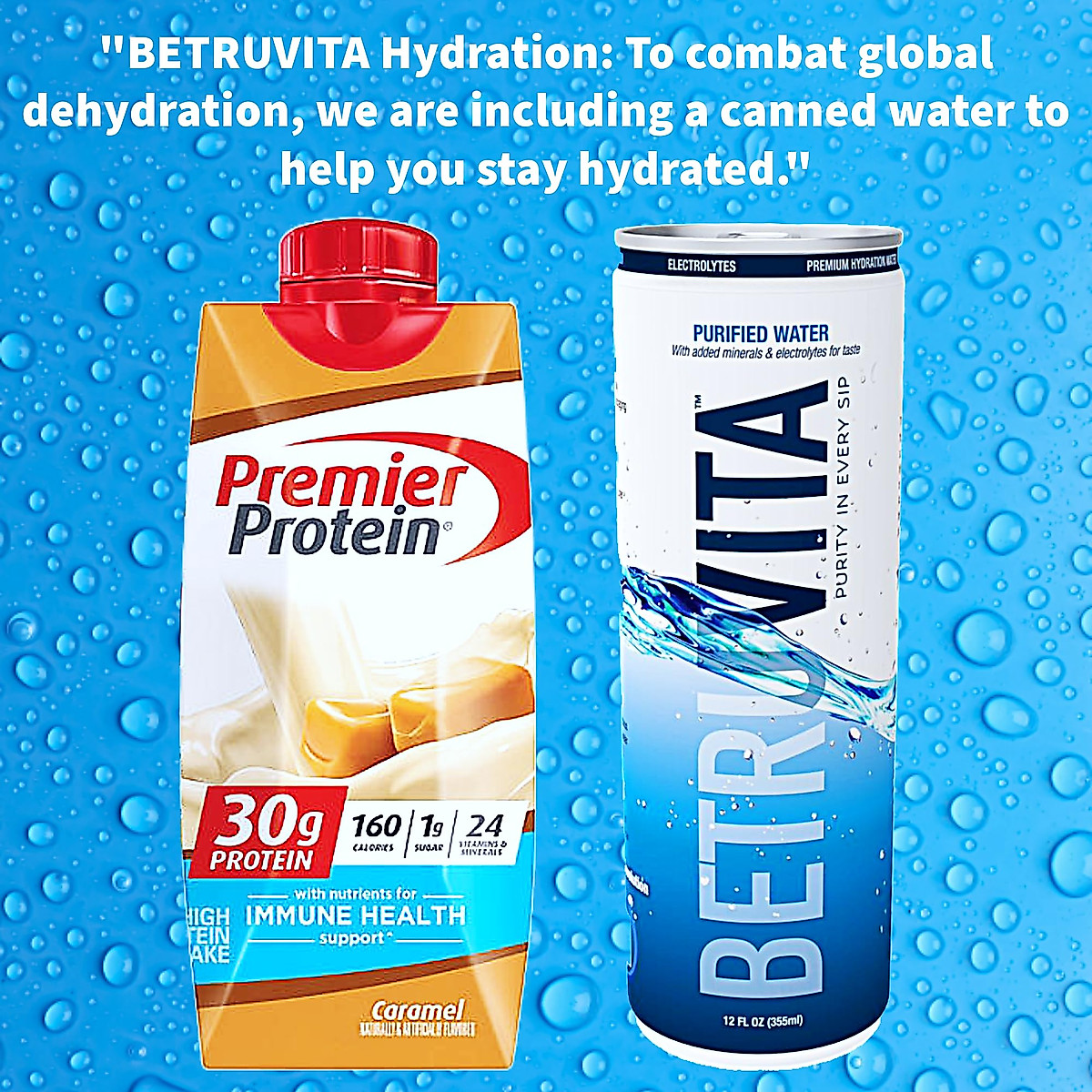 Premier Protein Shake| Variety Pack of Chocolate, Vanilla, Caramel, Cafe Latte, Strawberries |30g Protein, 1g Sugar, 24 Vitamins & Minerals, Nutrients to Support Immune Health | - 11 Fl Oz Pack of 7 | Plus Canned Water to Help you stay Hydrated - Limited