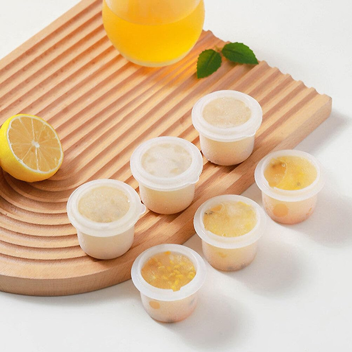 Kichvoe 6pcs Plastic Ice Bucket Ice Making Cup Reusable Shaved Ice Molds Ice Bowl Containers Mold Snow Cone Machine Refillable Making Model with Lid-2.1 * 1.7Inch