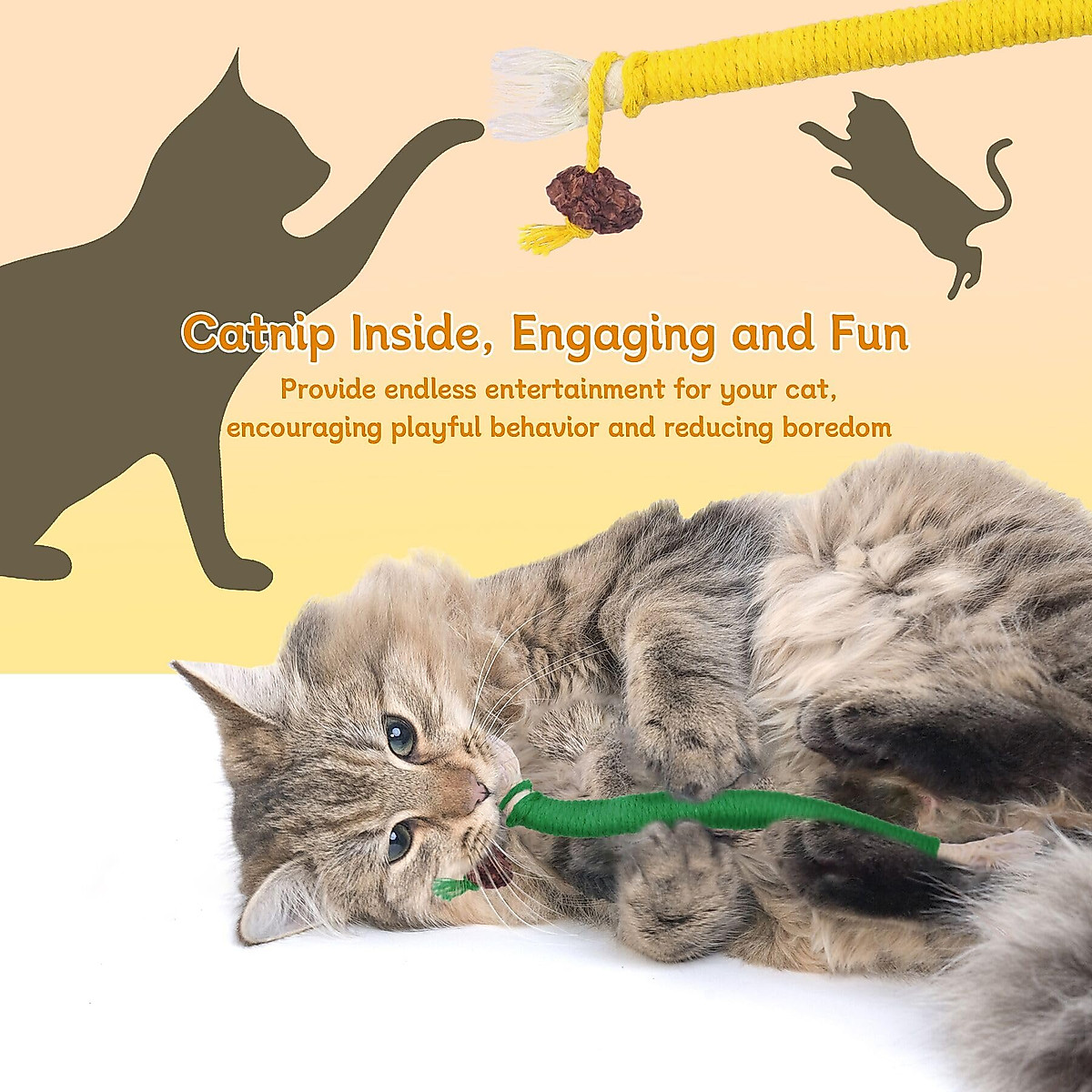 SEVENKA 6 Pack Silvervine Cat Toys, 7.87in/20cm Catnip Cat Chew Toy for Teeth Cleaning, Kitten Toys, Catnip Interactive Cat Toys for Indoor Cats Kittens Kitty Toy