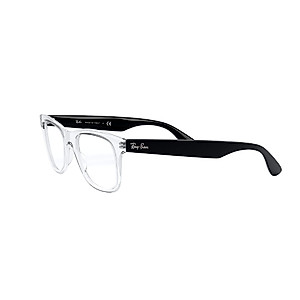 Ray-Ban RX4640V Square Prescription Eyeglass Frames, Transparent/Demo Lens, 50 mm