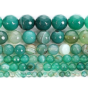 NHBT YU Natural Stone Beads Cut Surface Green Striped Agate Loose Beads for Jewelry Making Needlework DIY Bracelet Strand 4-12 MM T725 (Color : H7229, Item Diameter : 12mm About 30 pcs)