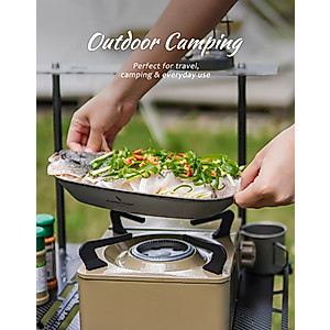 Boundless Voyage Reusable Titanium Pan Dinner Plate Ultralight Dish with Carry Bag Outdoor Camping Portable Tableware Pasta Salad Plate Dishwasher Safe (1 Pack) Ti1114T