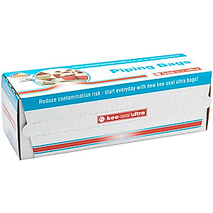 KEE-SEAL ULTRA Disposable Pastry Bags, Piping Bag with Non-Slip Outer Surface, Smooth-Flow Interior, Easy Tear Perforation, Convenient Dispenser Box, 18-Inch, Clear