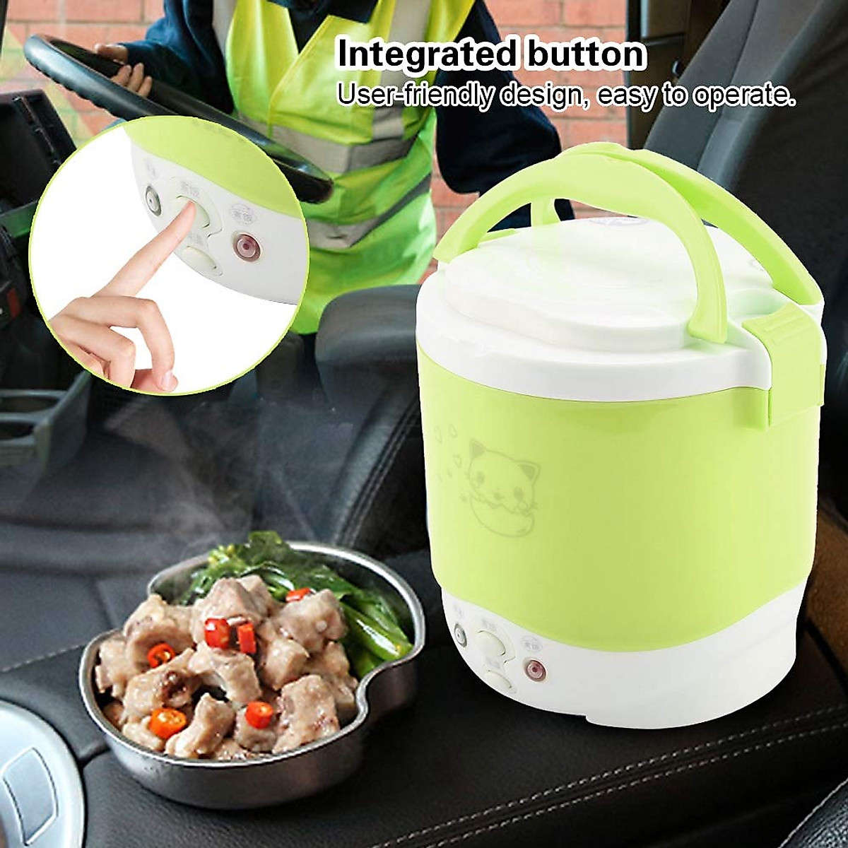 Rice cooker,Rice Cooker Small,Rice Cooker 6 Cup,1L Rice Cooker,Steamer,12v Electric Lunch Box for Car Electric Food Steamer Fast Cooking Fully Automatic Pot for Travel