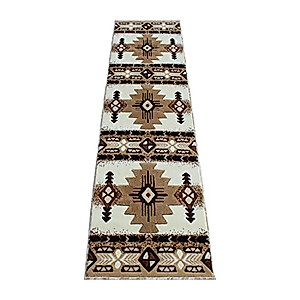 Concord Global Trading South West Native American Runner Rug Design C318 Ivory (2 Feet X 7 Feet)