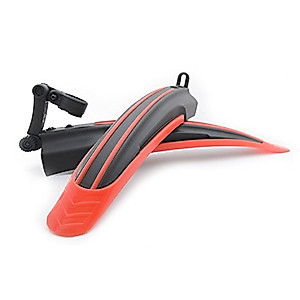 WIROJ BlueSunshine Adjustable Road Mountain Bike Bicycle Cycling Tire Front/Rear Mud Guards Mudguard Fenders Set (Red + Black)