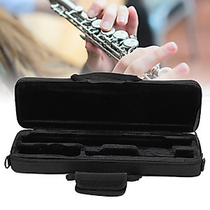 Flute Carry Case with Adjustable Strap and Handle - Padded Instrument Case for 16-Hole Flute - Exterior Pocket (Black)