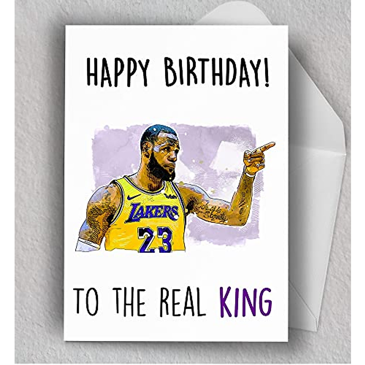 Happy Birthday to a Real King | Basketball | Birthday Card | Basketball Fan Card | GOAT | Art Print Blank Card