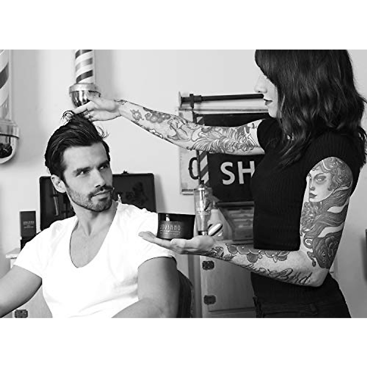 Jovinno Natural Premium Hair Styling Pomade/Hair Wax - Medium to Strong Hold Clear Thick Formula Palmade Non-Greasy Water Soluble. Made in France. 5oz (Pack of 1)