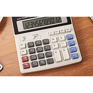 12-Digit Battery Dual Powered Handheld Electronic Business Mini Solar Basic Desktop Financial Scientific Office Calculator, Simple Desk Calculators with Large LCD Display