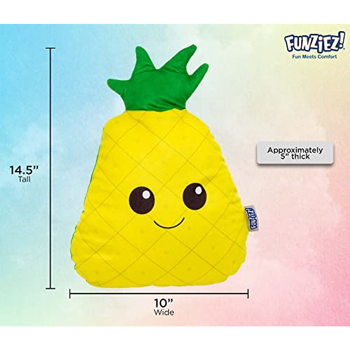 FUNZIEZ! Pineapple Plush Decorative Throw Pillow - Novelty Fruit Shaped Stuffed Pillow 14.5 x 10 in