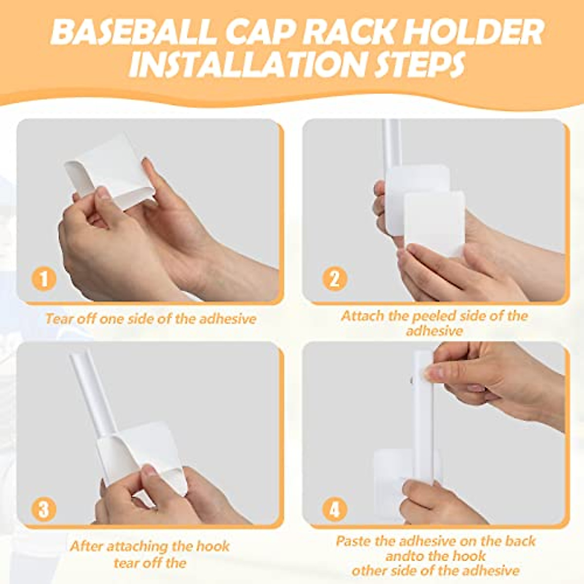 10 Pcs Hat Hooks for Baseball Caps Adhesive Hat Rack for Wall Hat Organizer Cap Hanger Holder Storage No Drilling for Door Office Closet Wall Bedroom