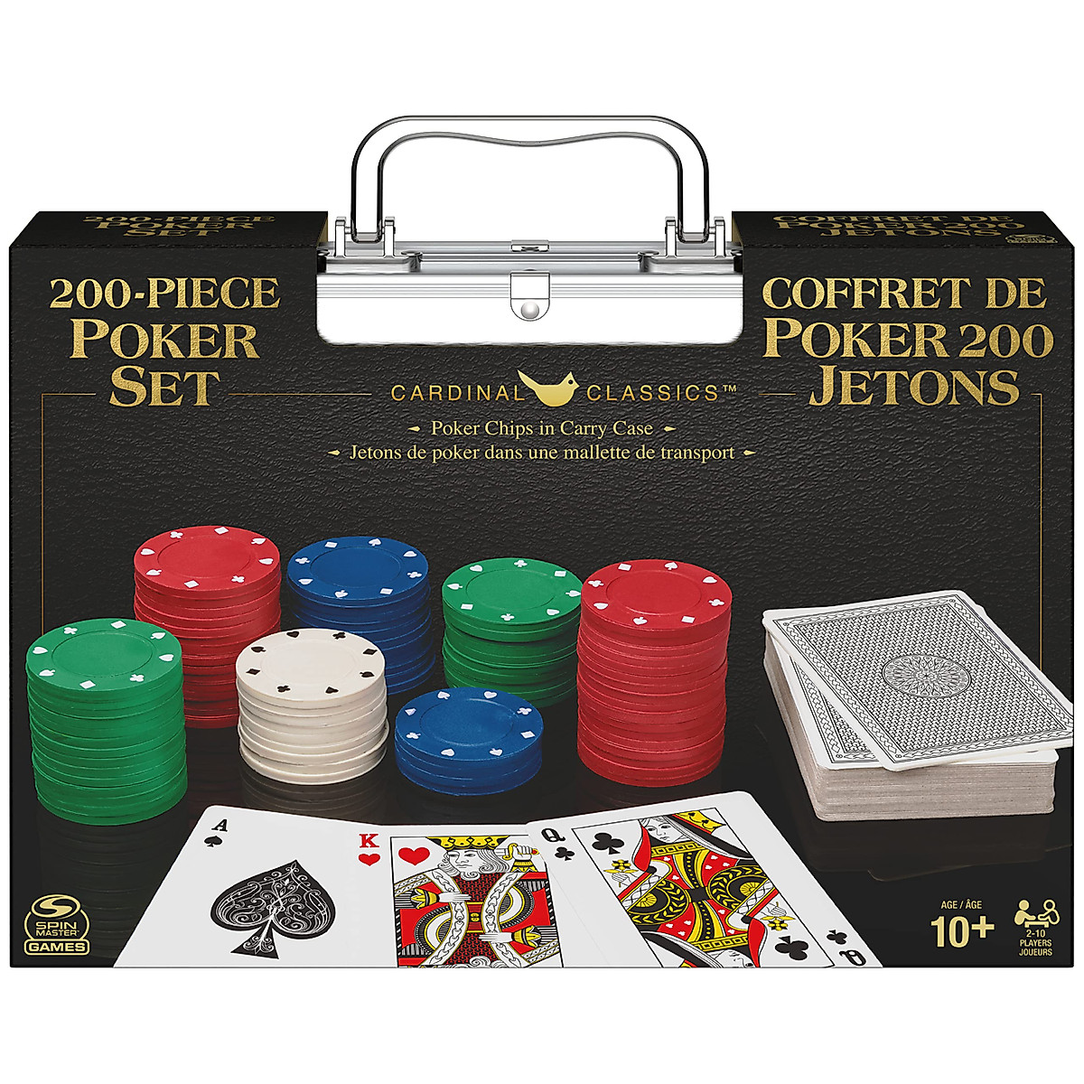 Spin Master Games Professional Texas Hold ‘Em Poker Set, Classic Game with 200 Dual-Toned Chips and Cards in an Aluminum Case