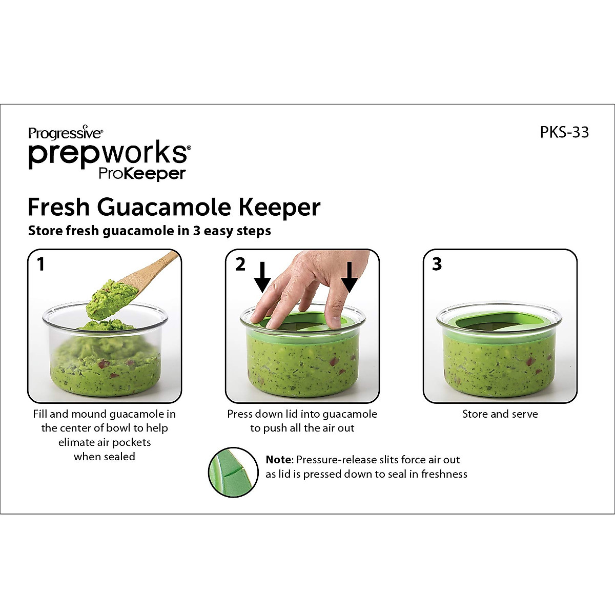 PrepWorks by Progressive Fresh Guacamole ProKeeper Plastic Kitchen Storage Container with Air Tight Lid