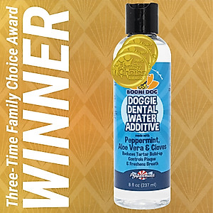 Bodhi Dog Peppermint Dental Dog Water Additive | Dental Water Additive for Dogs & Pets | Teeth, Breath & Healthy Gums | Freshens Breath & Reduces Tartar Build Up | Oral Care Cleaner | Made in USA, 8oz