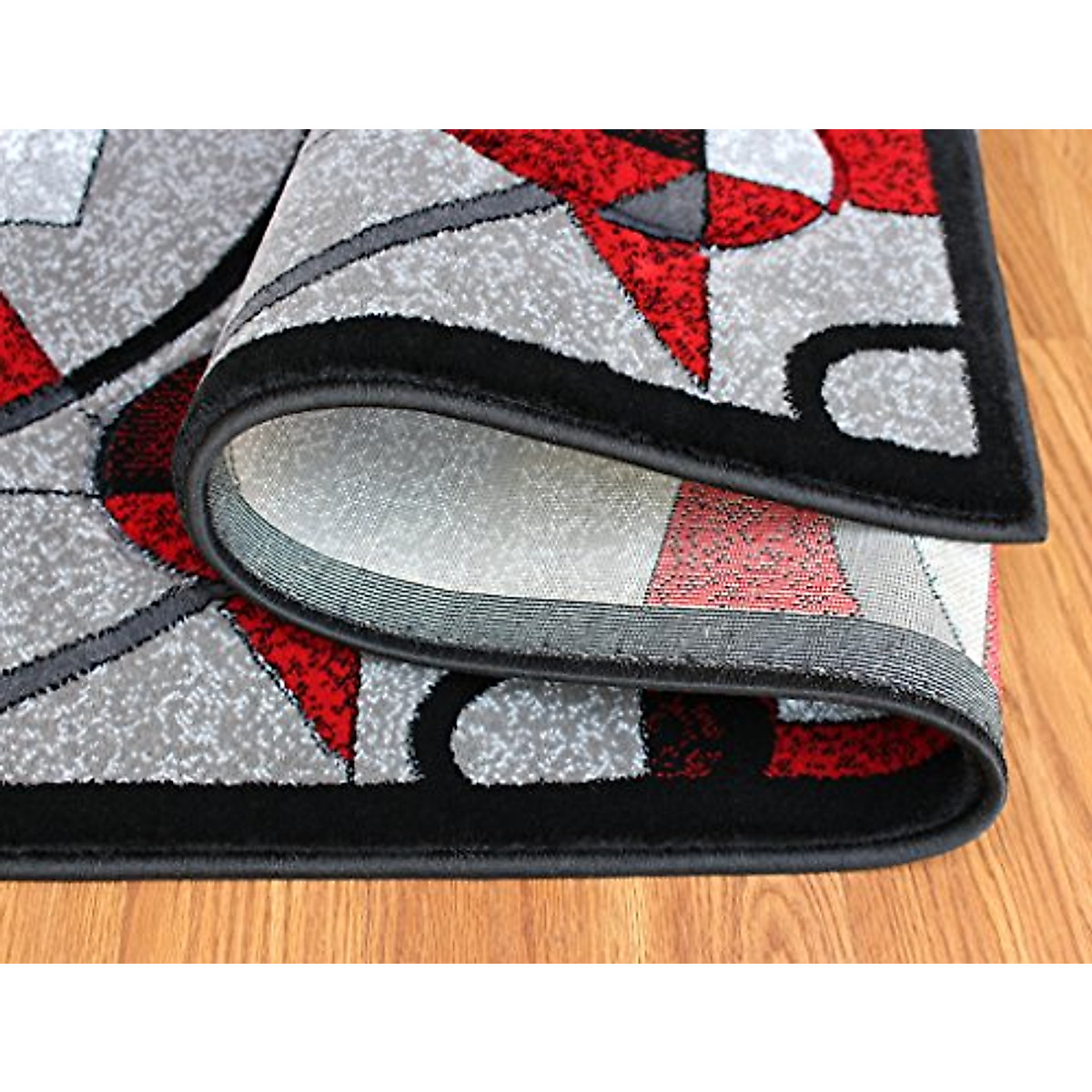 Masada Rugs, Sophia Collection Hand Carved Area Rug Modern Contemporary Red Grey White Black (2 Feet X 7 Feet 3 Inch) Runner