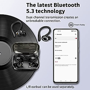 Wireless Earbud, Bluetooth 5.3 Headphones with Sport Earhooks Bluetooth Earbud Over Ear with Immersive Sound, Wireless Earphones Dual LED Display, 48H Playtime, IP7 Waterproof, Noise Cancelling[2023]