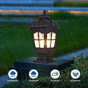 WENZIFI Outdoor Column Lights, Waterproof Post Lights Fixture Aluminium Glass Modern Pillar Lights Outdoor Decorations for Patio Villa Garden Fence Column Post Lights E26