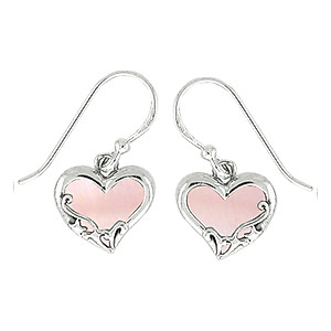Boma Jewelry Sterling Silver Pink Shell Heart Earrings