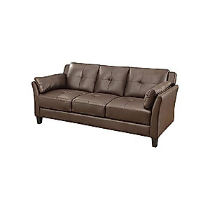 Furniture of America Tonia Contemporary Faux Leather Tufted Sofa in Brown