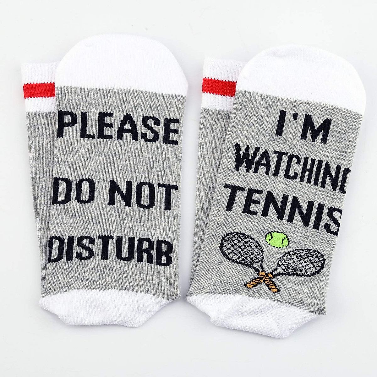 TSOTMO 2 Pairs Please Do Not Disture I'M Watchng Tennis Novelty Socks Gift For Tennis Lover Sports Sock (Watching Tennis)