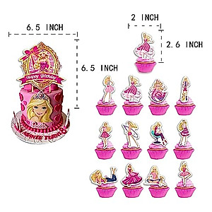 Birthday Party Supplies for Barbie, babi Party Decorations Include Happy Birthday Banner, Cake Topper, Cupcake Toppers, Latex Balloons.