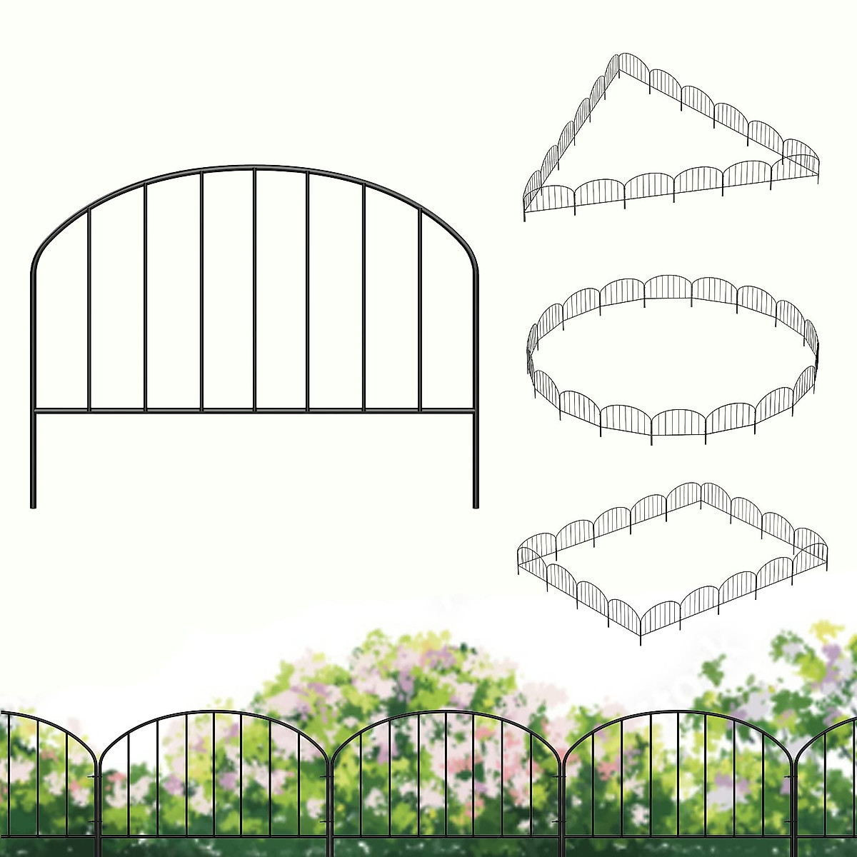 18 Panels Small Decorative Garden Fence Border, Garden Fence Animal Barrier 12.4"(H) x 24.5ft(L), Landscape Fencing for Lawn Front Yard, Tree Fence Flower Bed Fence Metal Fence Border