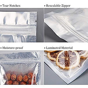 Kingrol 150 Pack 5 x 7.8 Inch Aluminium Foil Stand Up Food Pouches Bags with Resealable Lock Seal Zipper, Heat Sealable Packaging Bags for Jewelry, Screw, Food Storage