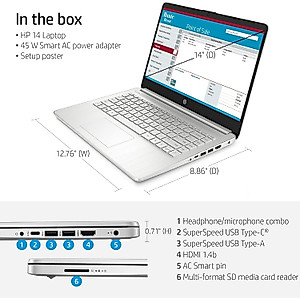 HP 14" Business Laptop Computer, Intel Quad-Core i5-1135G7 up to 4.2GHz (Beat i7-1065G7), 32GB DDR4 RAM, 1TB PCIe SSD, 802.11AC WiFi, Bluetooth, Natural Silver, Windows 11 Pro, BROAG Cable