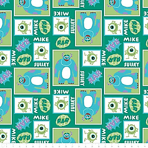 Monsters Inc. Mike and Sully Block Fleece Fabric 1 Yard