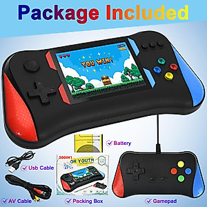 HAndPE Handheld Game Console, Retro Super Mini Game Player 500 Classical FC Games 3.5-Inch Color Screen Support for Connecting TV & Two Players 1020mAh Rechargeable Battery Present for Kids and Adult