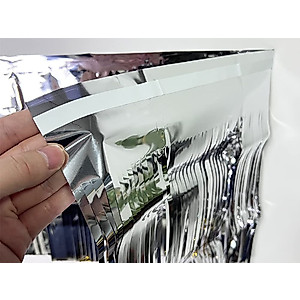 CareCheer 5 Pack 10 Feet Foil Fringe Garland Shiny Metallic Wall Hanging Drapes Tassel Skirting Decorations Supplies for Parade Float Trailer Mardi Gras Party Birthday Wedding (Silver)