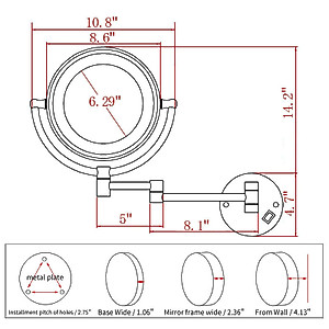 FQYYDD Illuminated Makeup Mirror 10X Magnifying Makeup Mirror With Led Light Bathroom Wall Mirror
