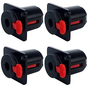 CESS Black 1/4" Jacks TS and TRS Panel Mount Jack Locking Style D Series Size - 1/4 Inch Female Stereo and Mono/TRS and TS Audio Socket - 6.35mm Stereo and Mono Socket (4 Pack)