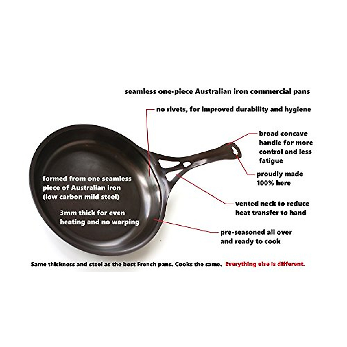 AUS-ION Deep Skillet, 9" (20cm), Smooth Finish, 100% Made in Sydney, 3mm Australian Iron, Commercial Grade Cookware