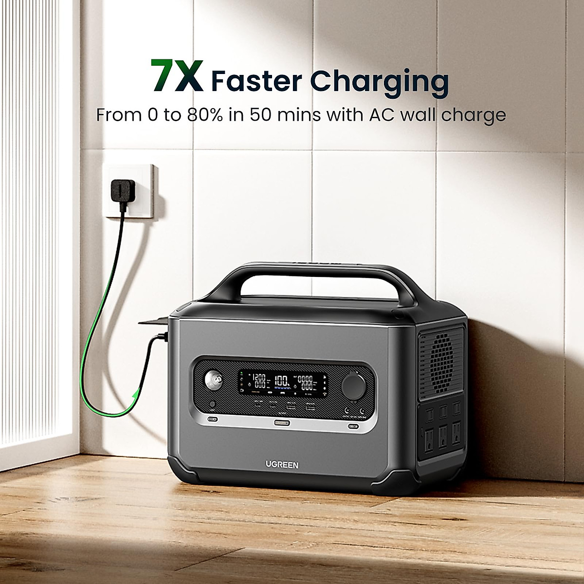 UGREEN PowerRoam 1200 Solar Generator, 1024Wh Portable Power Station with 200W Solar Panel Included, Up to 2500W Output, LiFePO4 (LFP) Battery, Generators for Home Backup/Outdoor Camping/RVs