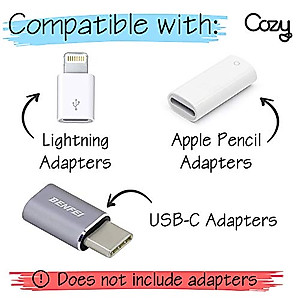 Cozy [10-Pack] Charging Cable Adapter Keeper/Holder/Tether, Compatible with (USB-C, Micro USB, Apple Pencil) adapters | Perfect for Keychain, Car, Travel (Black - 10 Pack)