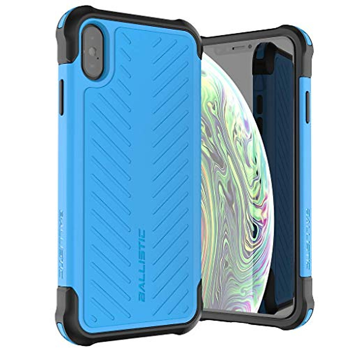 BALLISTIC Heavy Duty Military Grade Drop Tested Rugged Protective Case for iPhone Xs Max, 6.5 Inch, [Tough Jacket Series] Blue