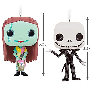Hallmark Disney Tim Burton's The Nightmare Before Christmas Jack Skellington and Sally Funko POP!s Resin Christmas Ornaments, Set of 2