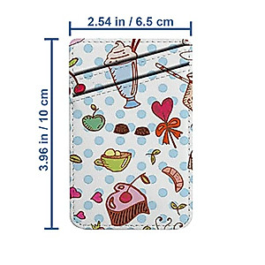 Diascia Pack of 2 - Cellphone Stick on Leather Cardholder ( Cute Colorful Sweet Doodles Pattern Pattern ) ID Credit Card Pouch Wallet Pocket Sleeve