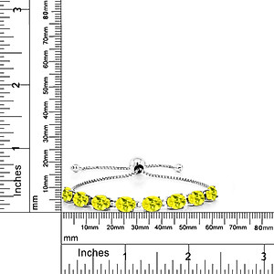 Gem Stone King 925 Sterling Silver 7X5MM Oval Gemstone Birthstone Tennis Bracelet For Women | Fully Adjustable Up to 9 Inch