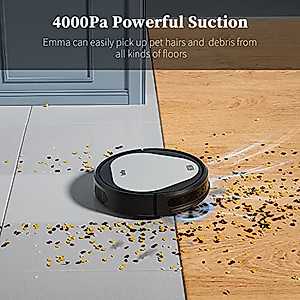 Trifo Robot Vacuum Cleaner, Emma Pet Model, 4000Pa Suction Power, 110min Runtime, Hair-Free Extractor Brush, Self-Charging & 2.4GHz WiFi, Edge Cleaning, Anti-Fall Sensors, Ideal for Pets