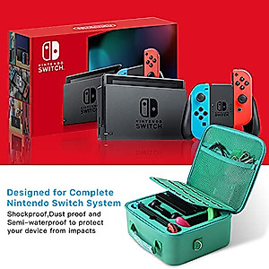 Large Carrying Storage Case for Nintendo Switch, New Leaf Crossing Hard Shell Travel Cases Fits Complete Switch System Console, Switch Dock,Pro Controller,Joy-Con Grip with 21 Games Cards Slots